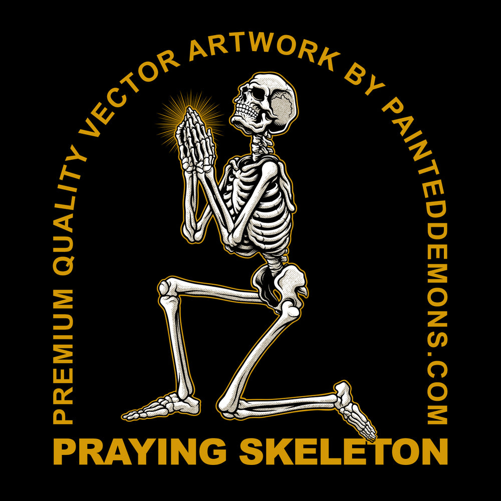 Praying Skeleton (Vector Art) – Painted Demons - Art Design and Apparel