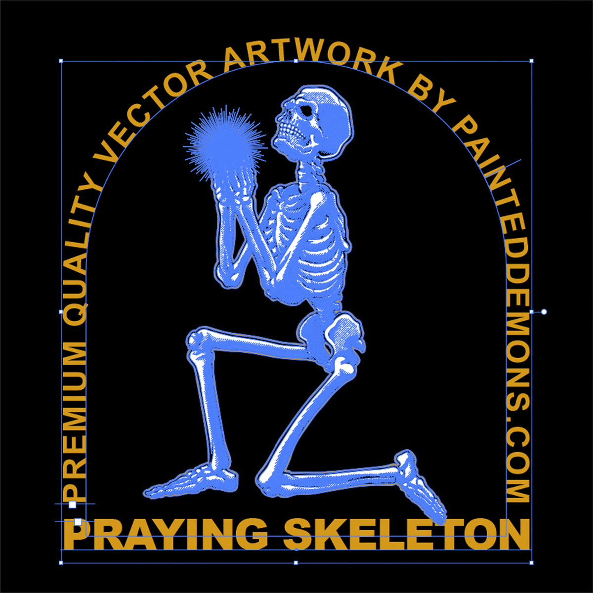 Praying Skeleton (Vector Art) – Painted Demons - Art Design and Apparel